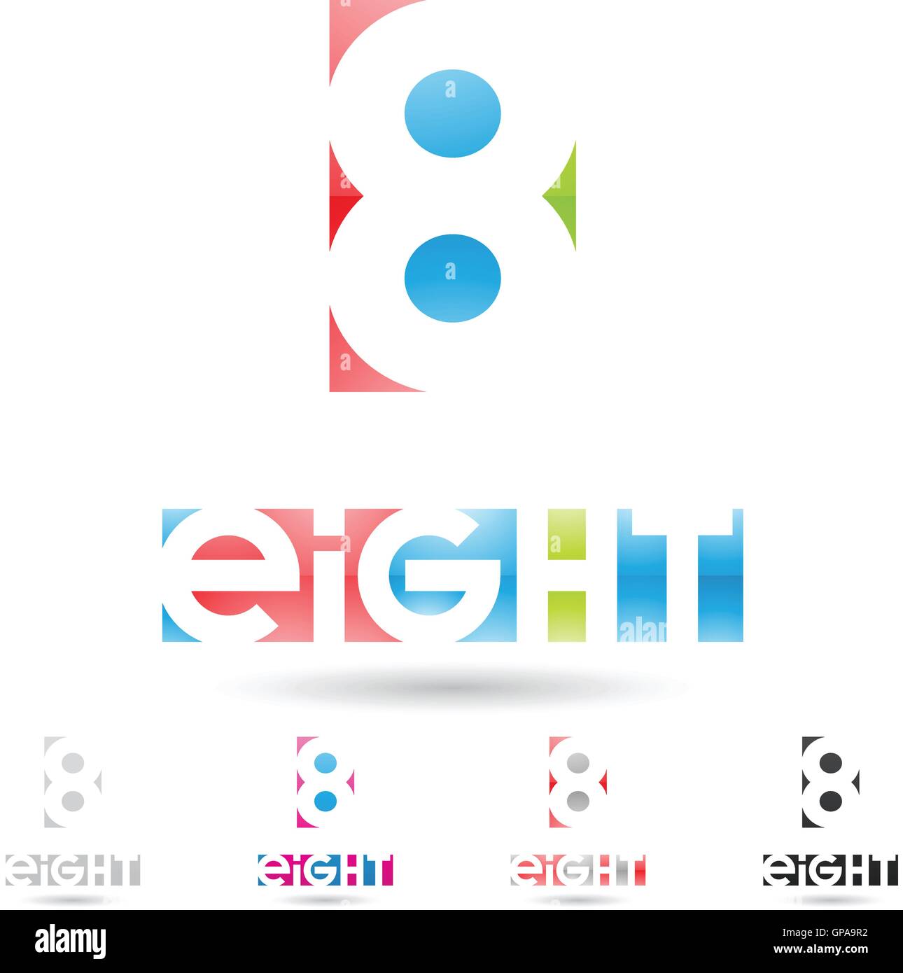 vector illustration of colorful and abstract icons for no eight Stock ...