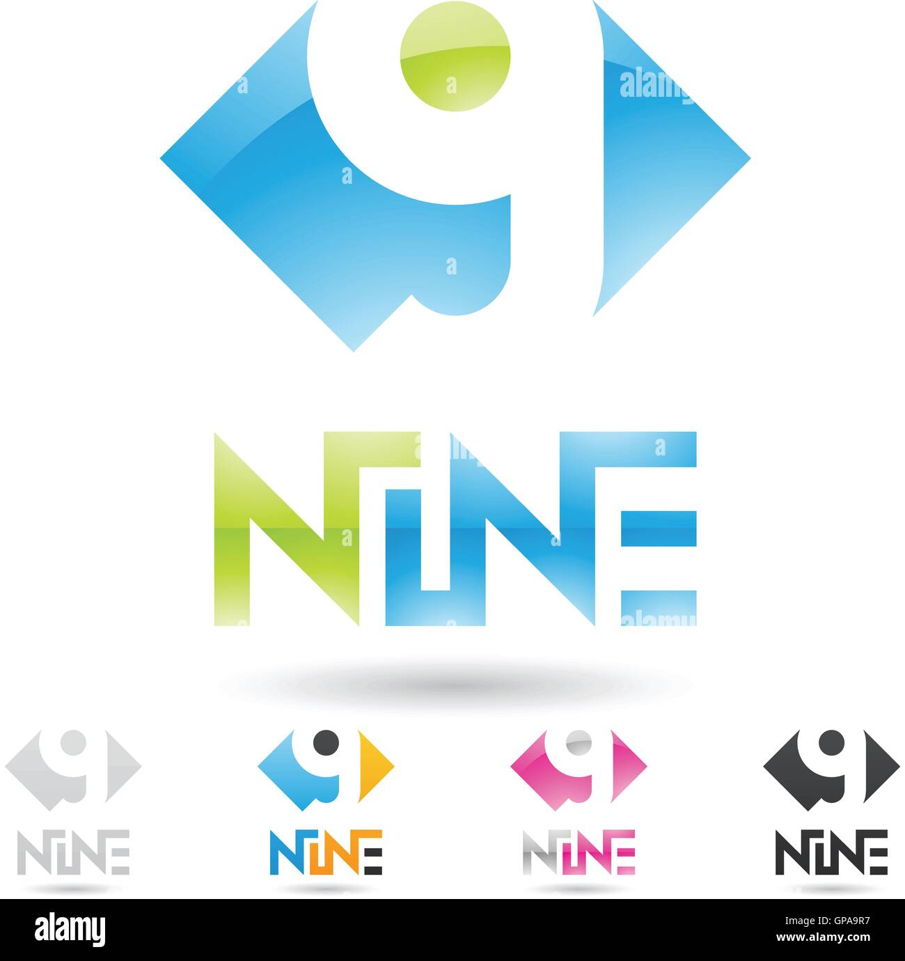 vector illustration of colorful and abstract icons for no nine Stock ...