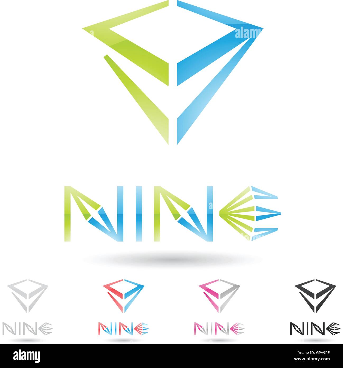 vector illustration of colorful and abstract icons for no nine Stock ...