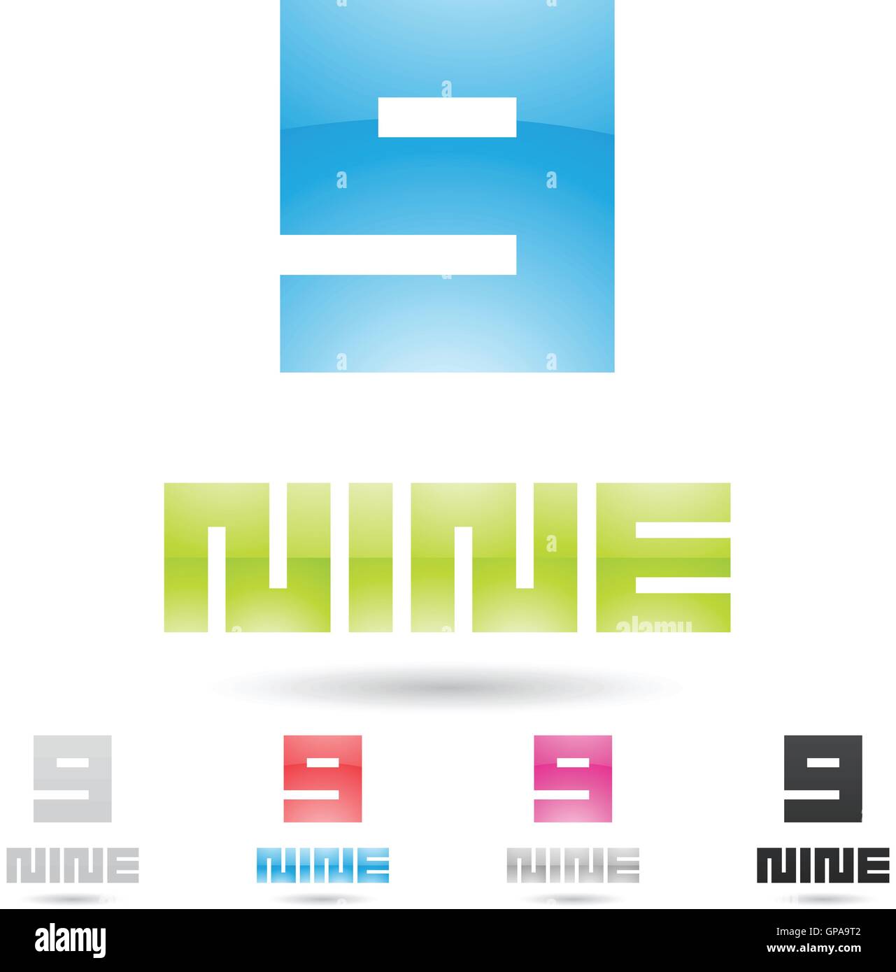 vector illustration of colorful and abstract icons for no nine Stock ...