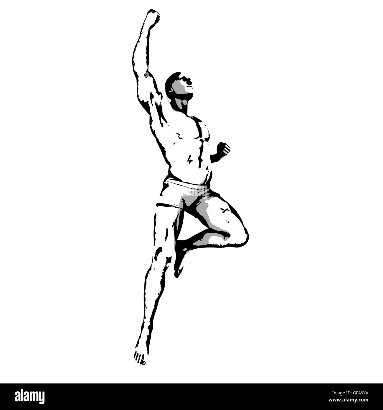 Comic Book Hero Pose in Sketch Ink Illustration Stock Photo - Alamy