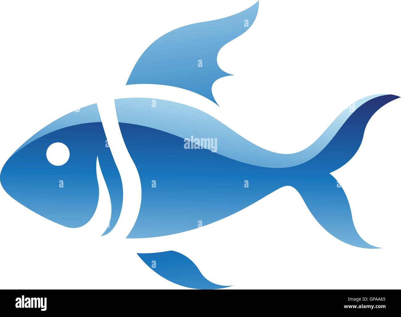 Illustration of Blue Fish Icon isolated on a white background Stock ...