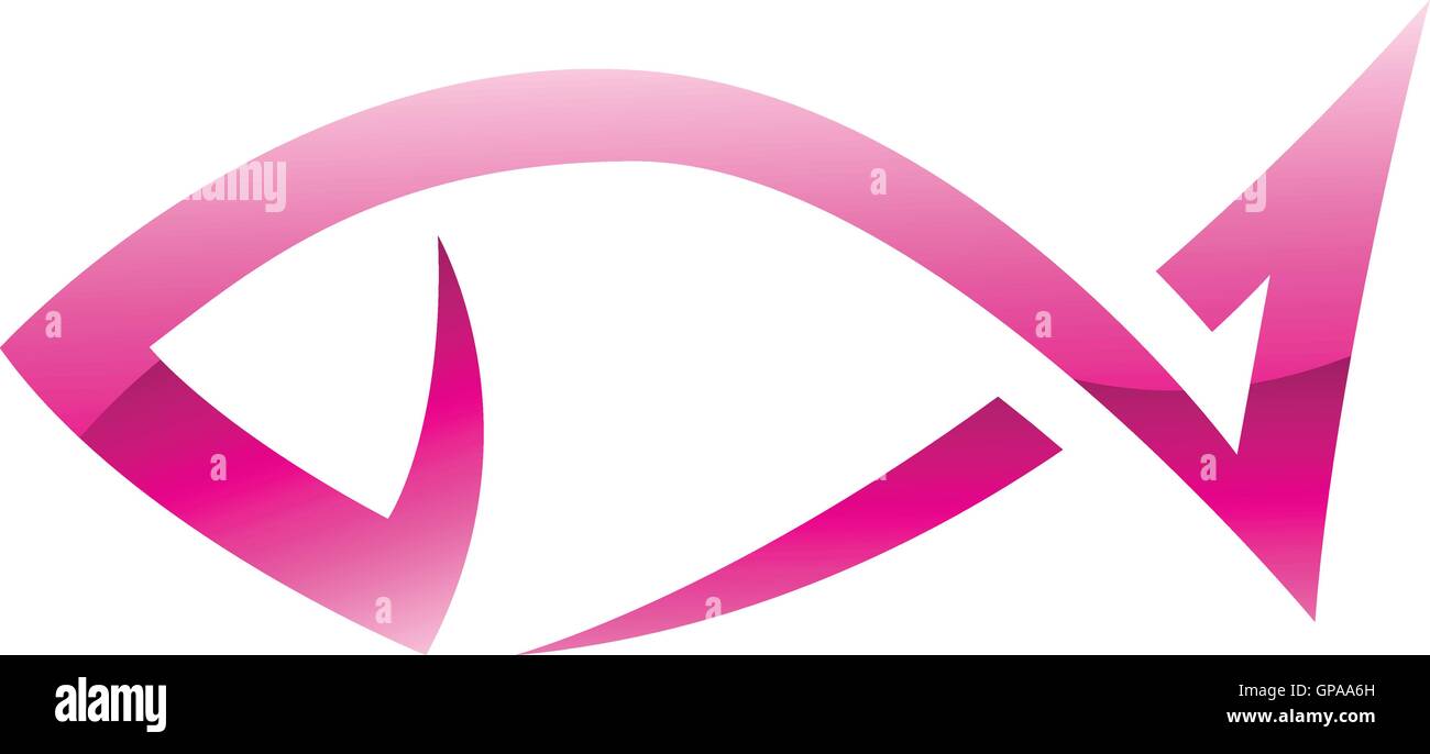 Illustration of Pink Line Fish Icon isolated on a white background ...