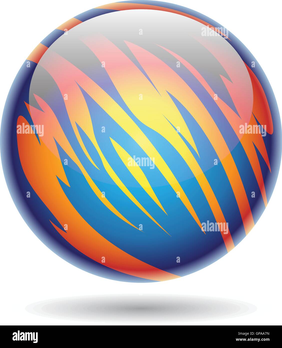 Illustration of Blue and Yellow Glossy Planet Sphere isolated on a ...