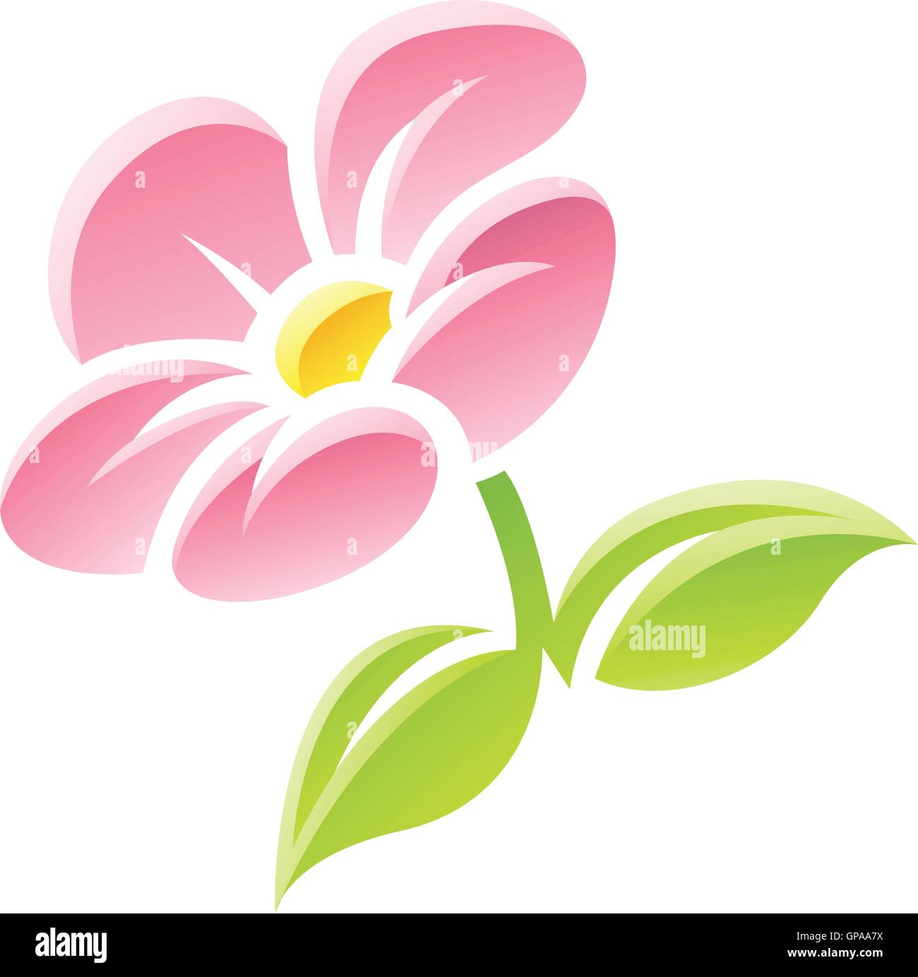 Illustration of Pink Flower Icon isolated on a white background Stock ...
