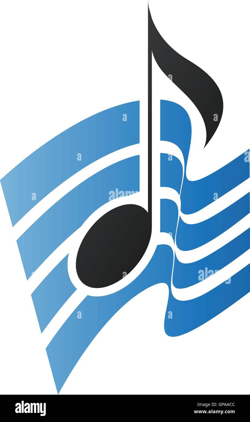 Illustration of Blue Musical Note isolated on a white background Stock ...