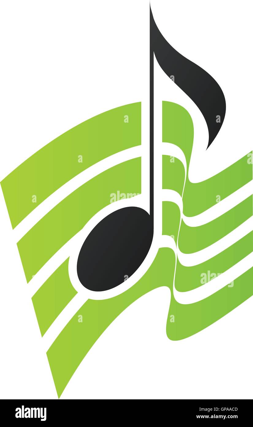 Illustration of Green Musical Note isolated on a white background Stock ...