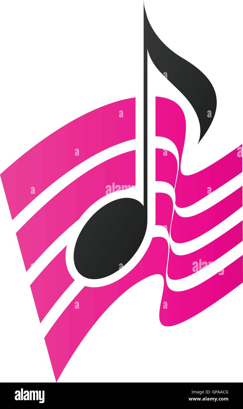 Illustration of Magenta Musical Note isolated on a white background ...