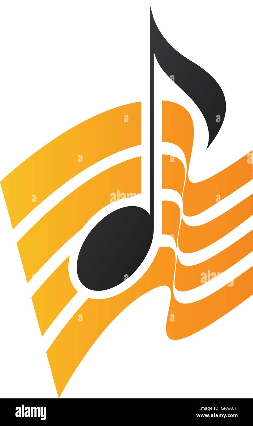 Illustration of Orange Musical Note isolated on a white background ...