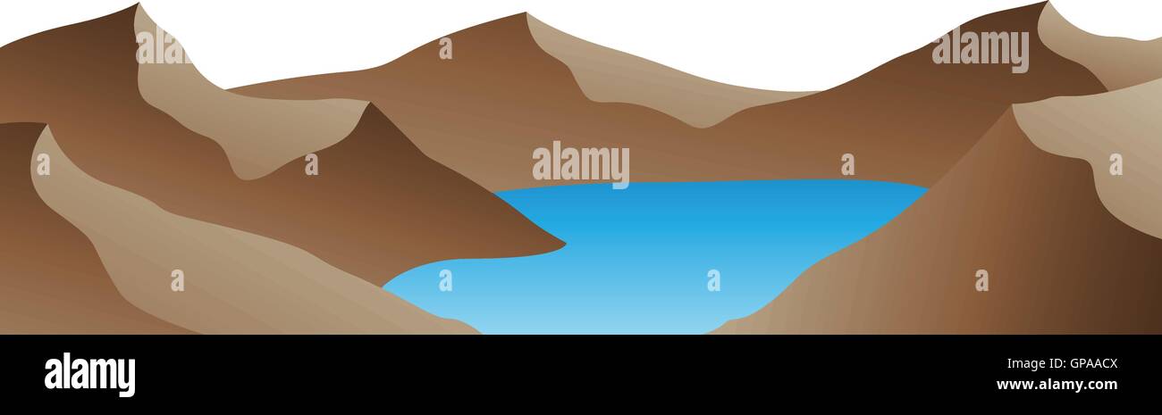 Illustration of Mountain Lake Cartoon isolated on a white background ...