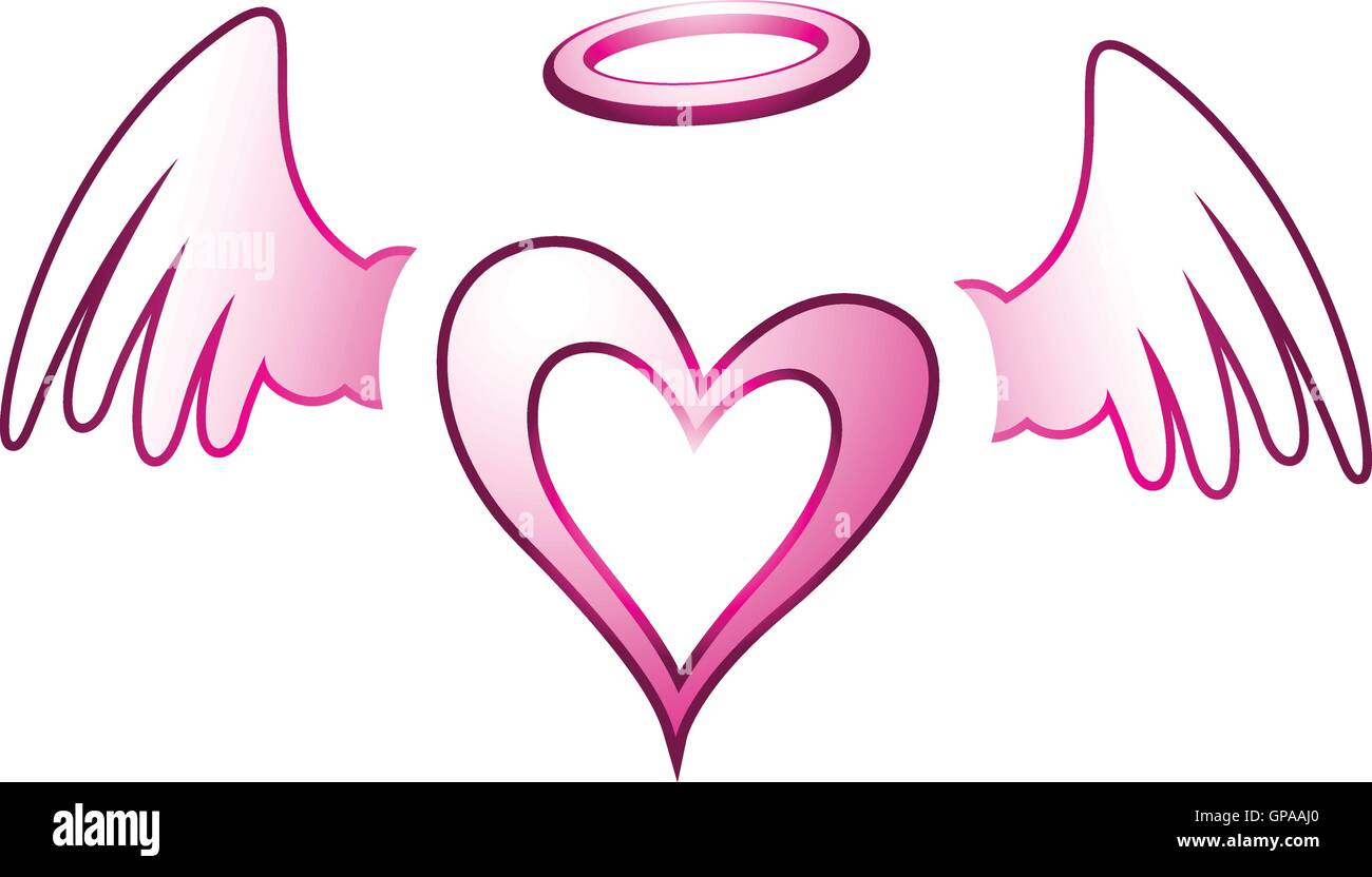 Illustration of Angel Heart and Wings isolated on a white background ...