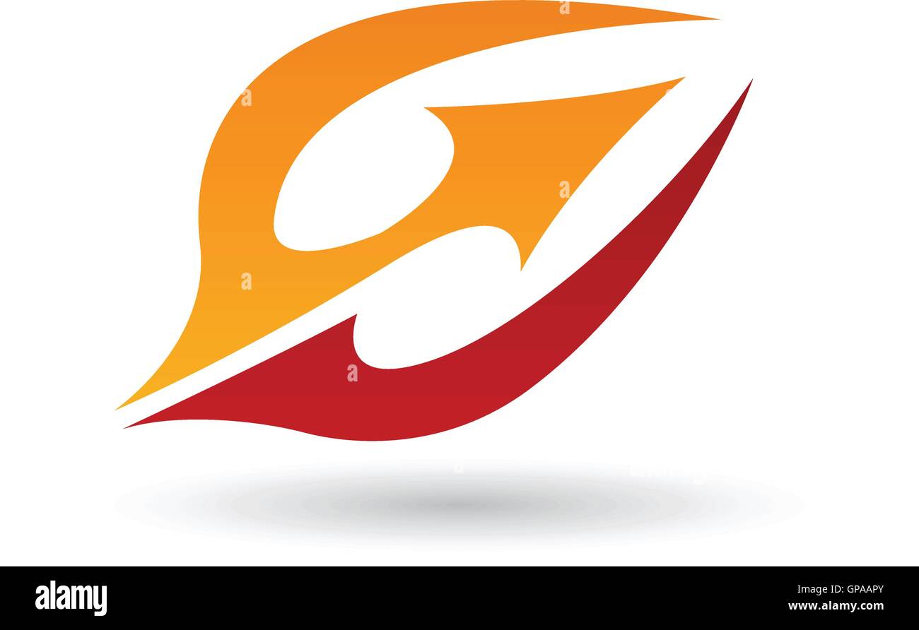 Red and Orange Abstract Icon Illustration isolated on a white ...