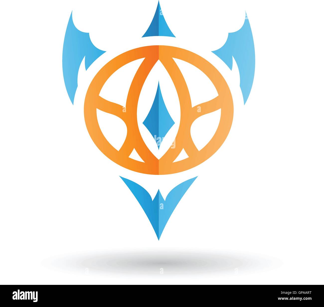 Orange and Blue Abstract Icon Illustration isolated on a white ...