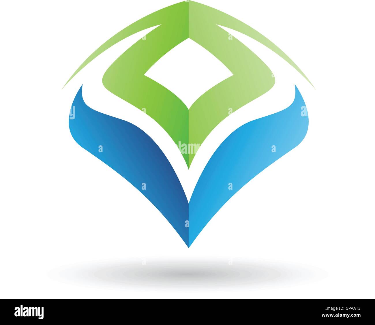 Green and Blue Abstract Icon Illustration isolated on a white ...