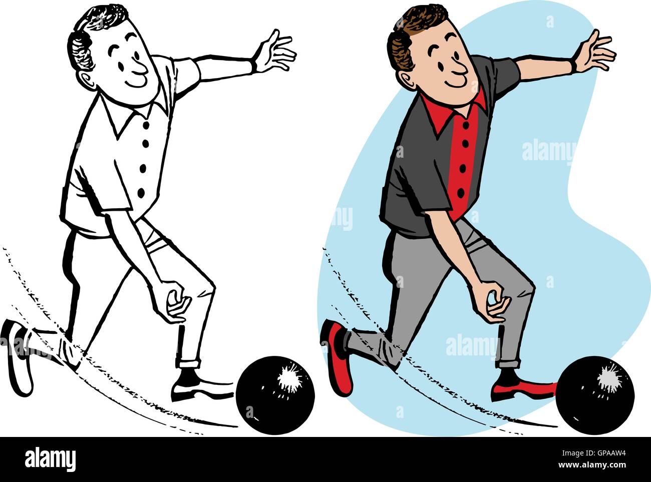 Bowling cartoon bowling ball man hi-res stock photography and images ...