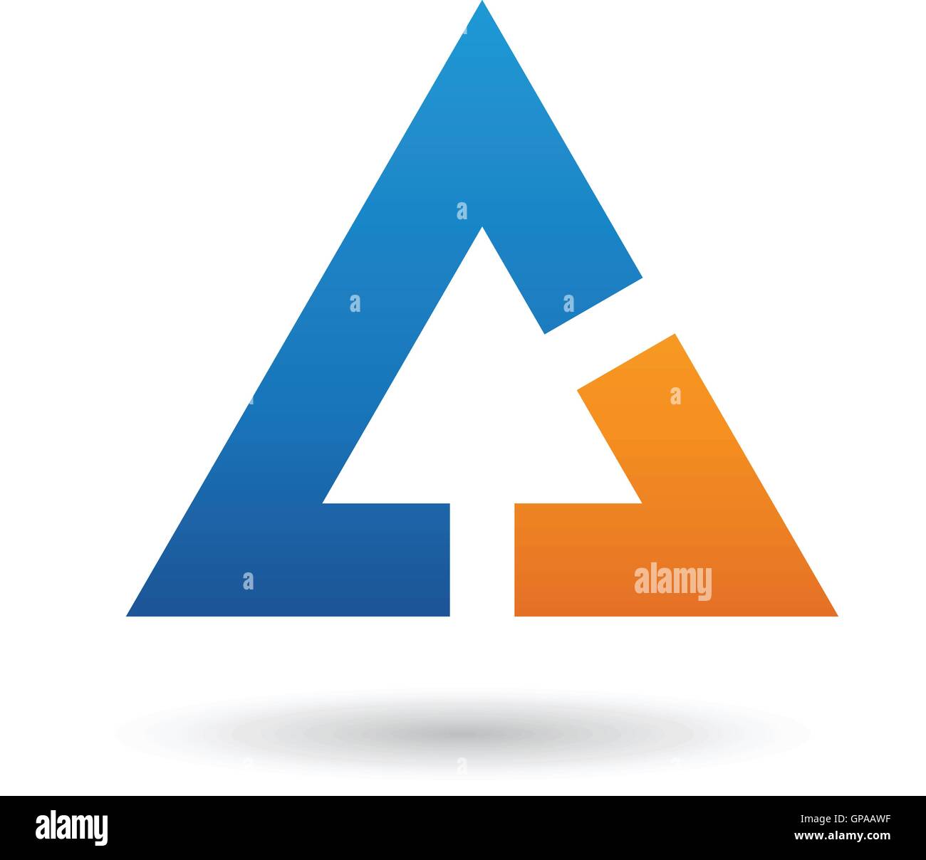 Orange and Blue Abstract Icon Illustration isolated on a white ...