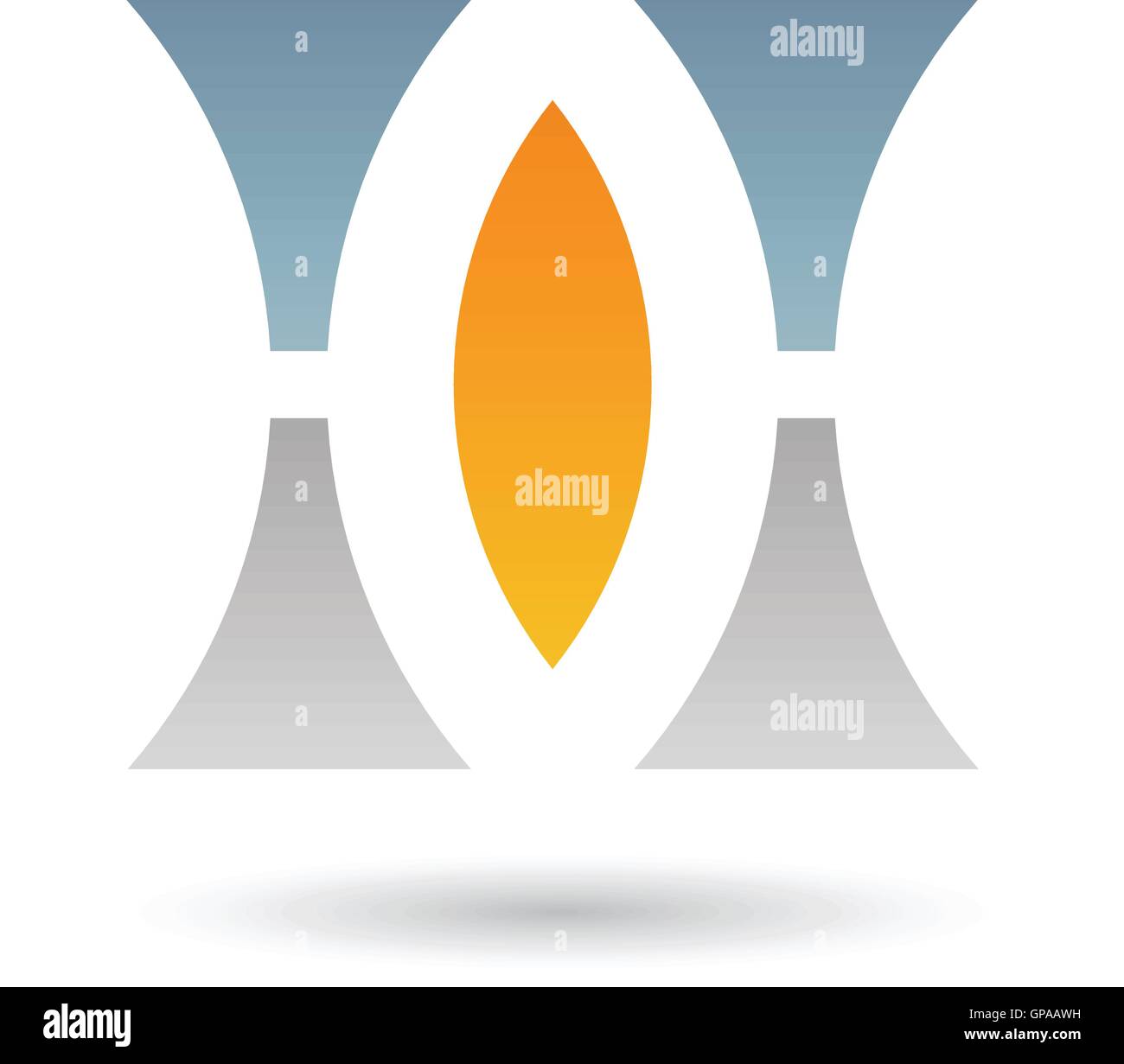 Orange, Grey and Blue Abstract Icon Illustration isolated on a white ...