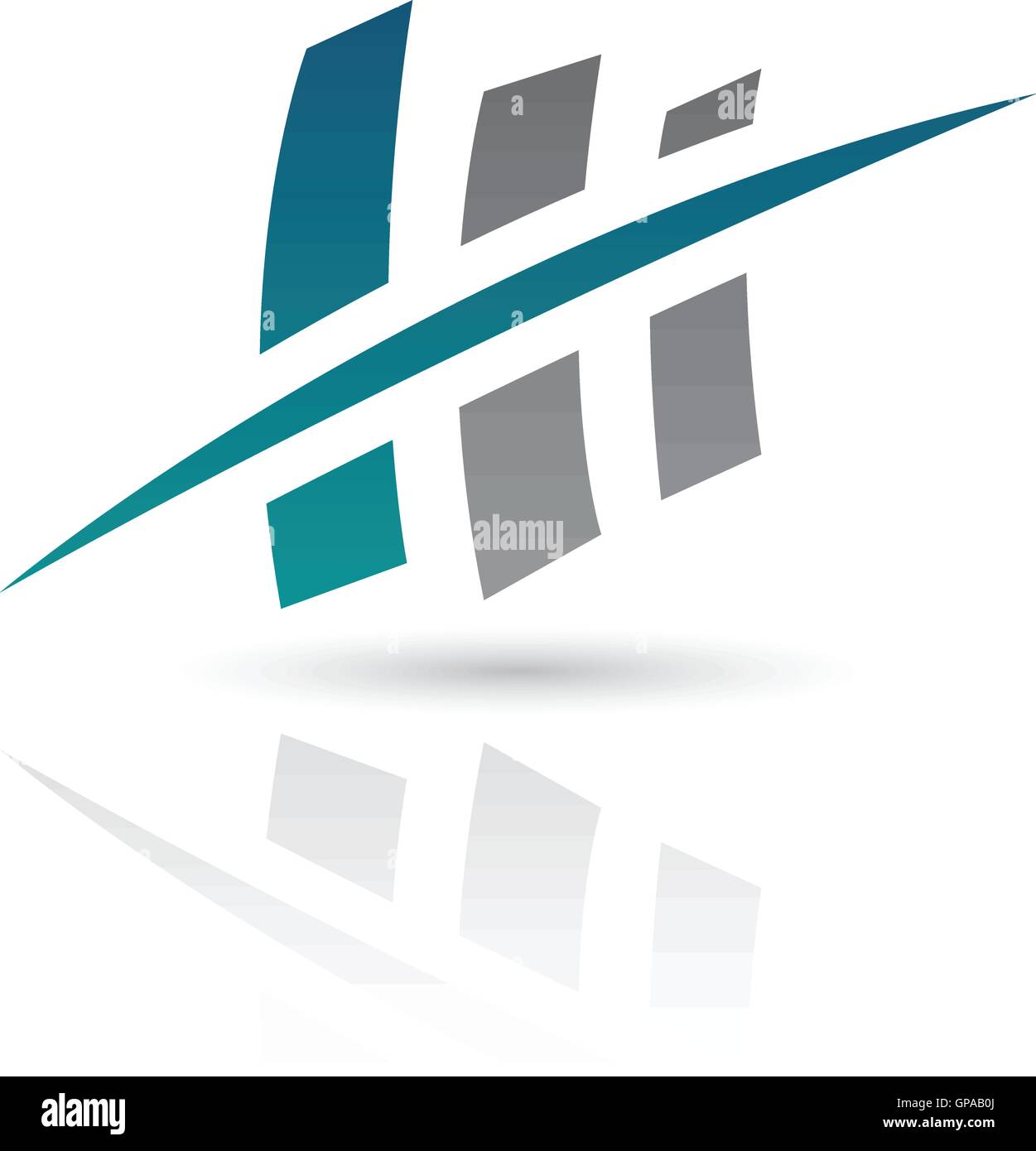 Blue and Gray Abstract Icon Illustration isolated on a white background ...