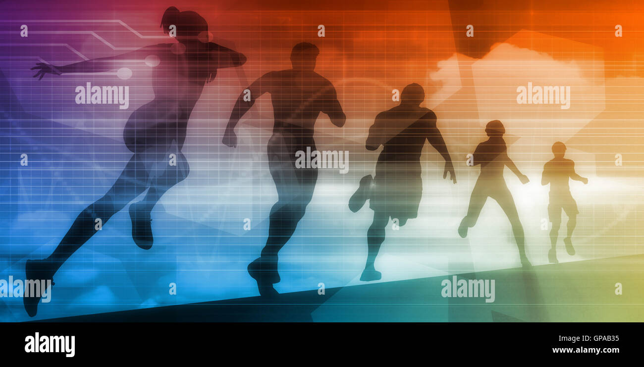 Sports Illustration Abstract Background with Silhouette Art Stock Photo ...