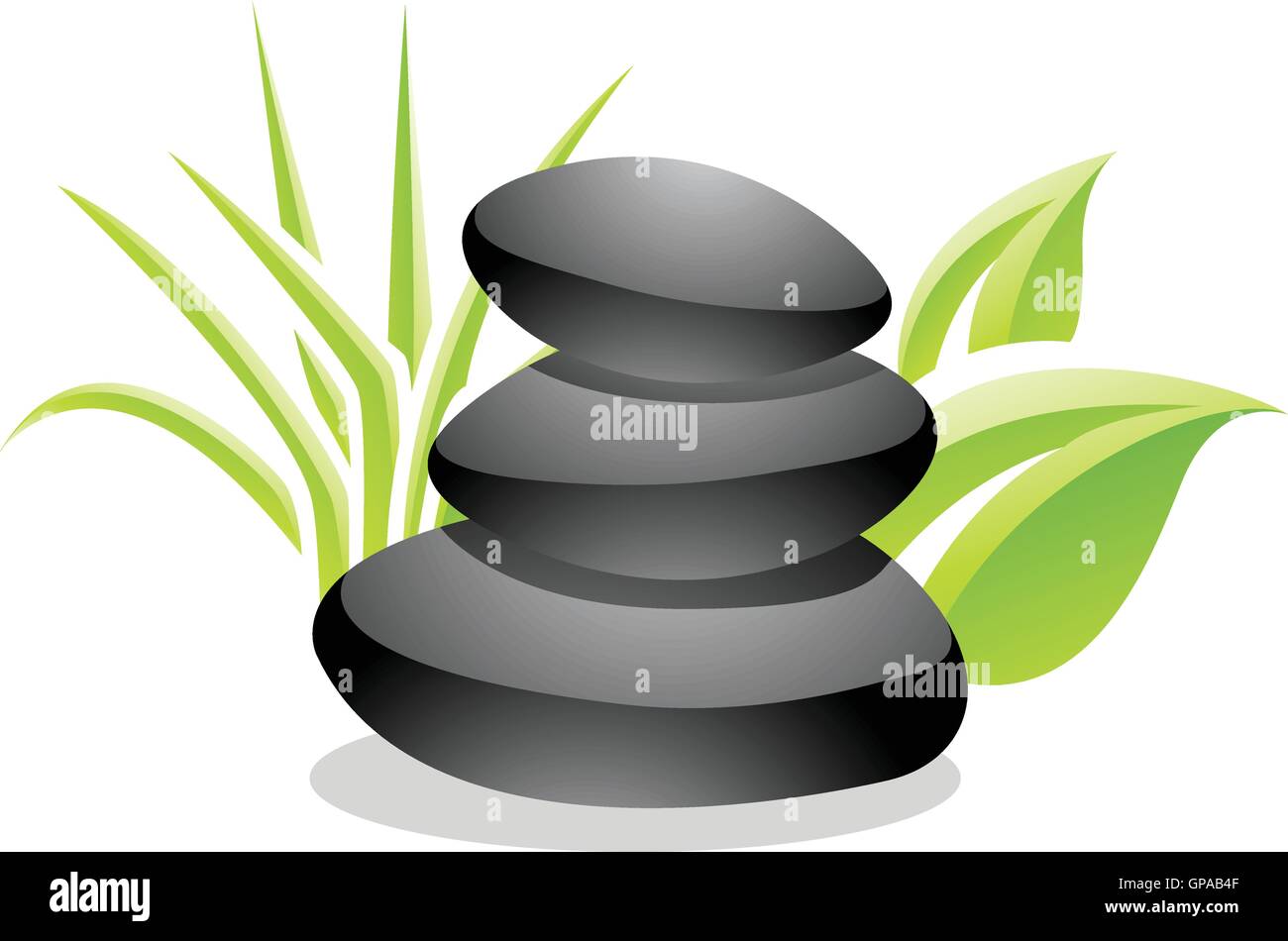 Stock Illustration of Spa Stones and Leaves on a white background Stock ...