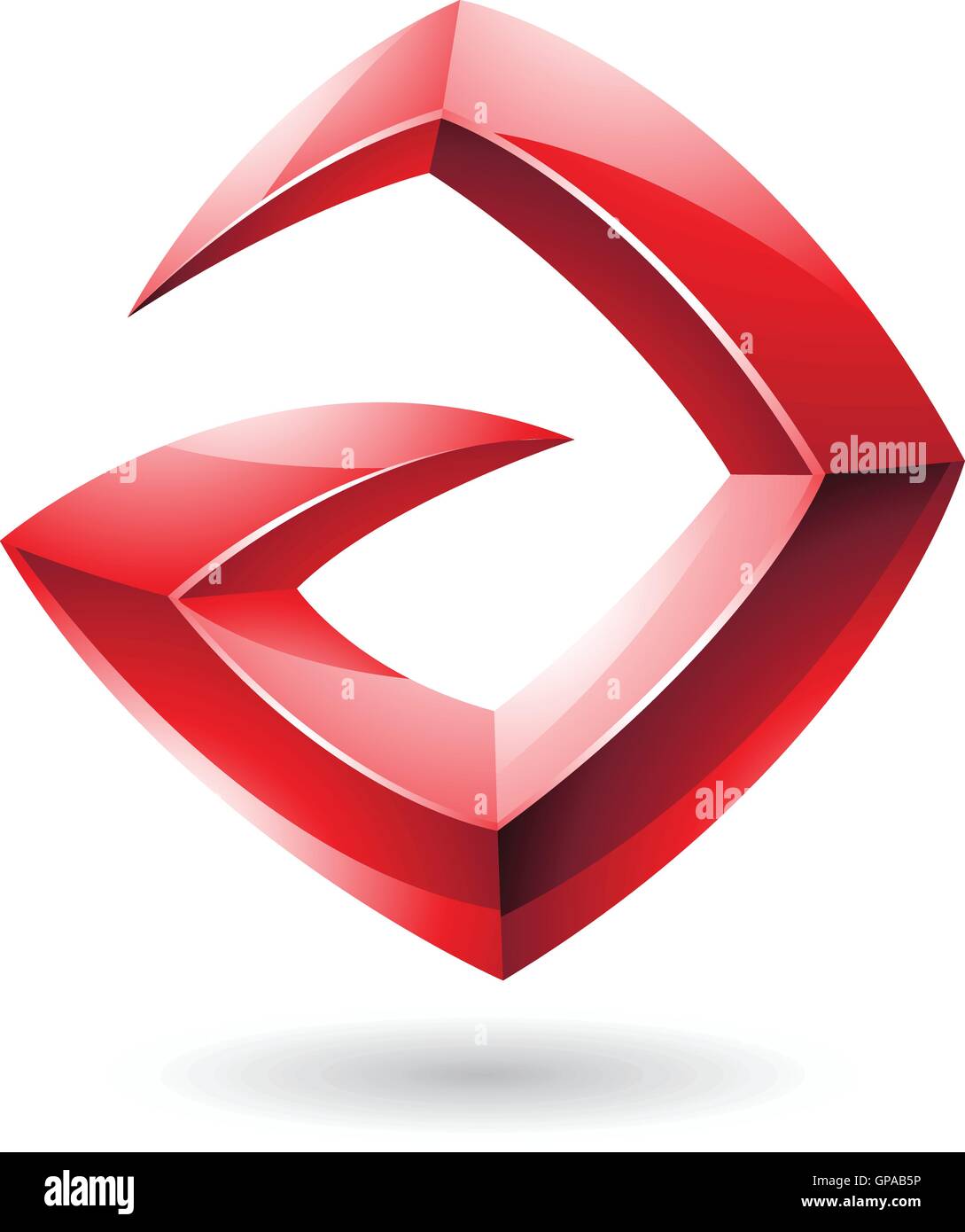 Vector Illustration of a 3d Sharp Glossy Red Logo Shape based on Letter ...
