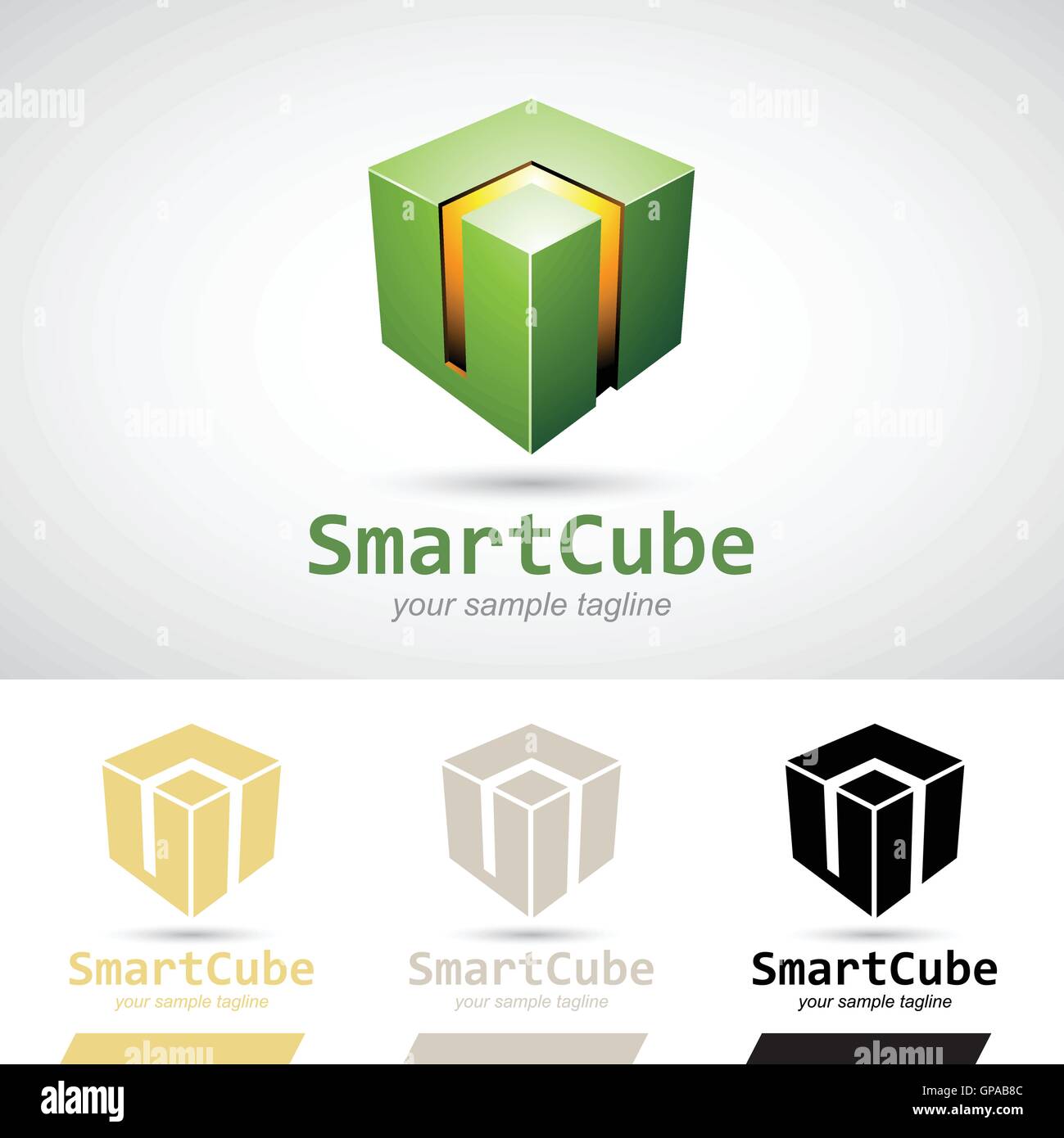 Green Shiny 3d Cube Logo Icon Vector Illustration Stock Vector Image ...
