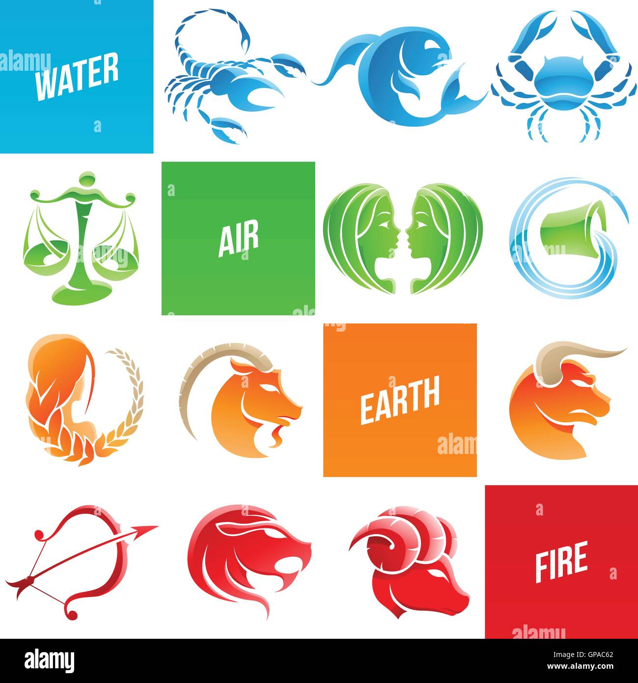 Vector Illustration of Colorful Zodiac Star Signs Stock Vector Image ...