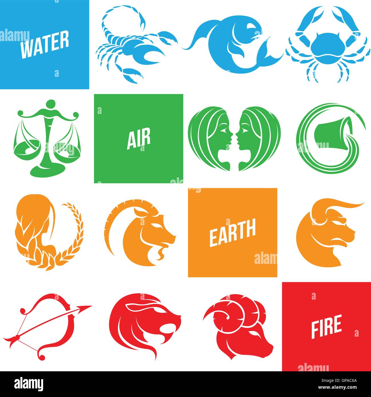 Vector Illustration of Colorful Zodiac Star Signs Stock Vector Image ...