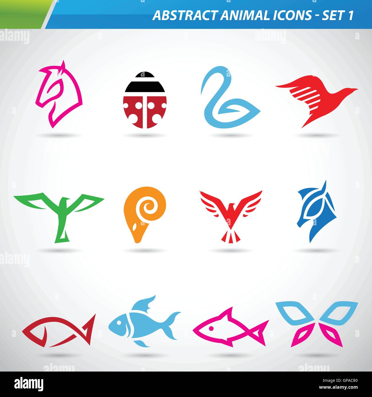 Vector illustration of colorful abstract animal icons Stock Vector ...