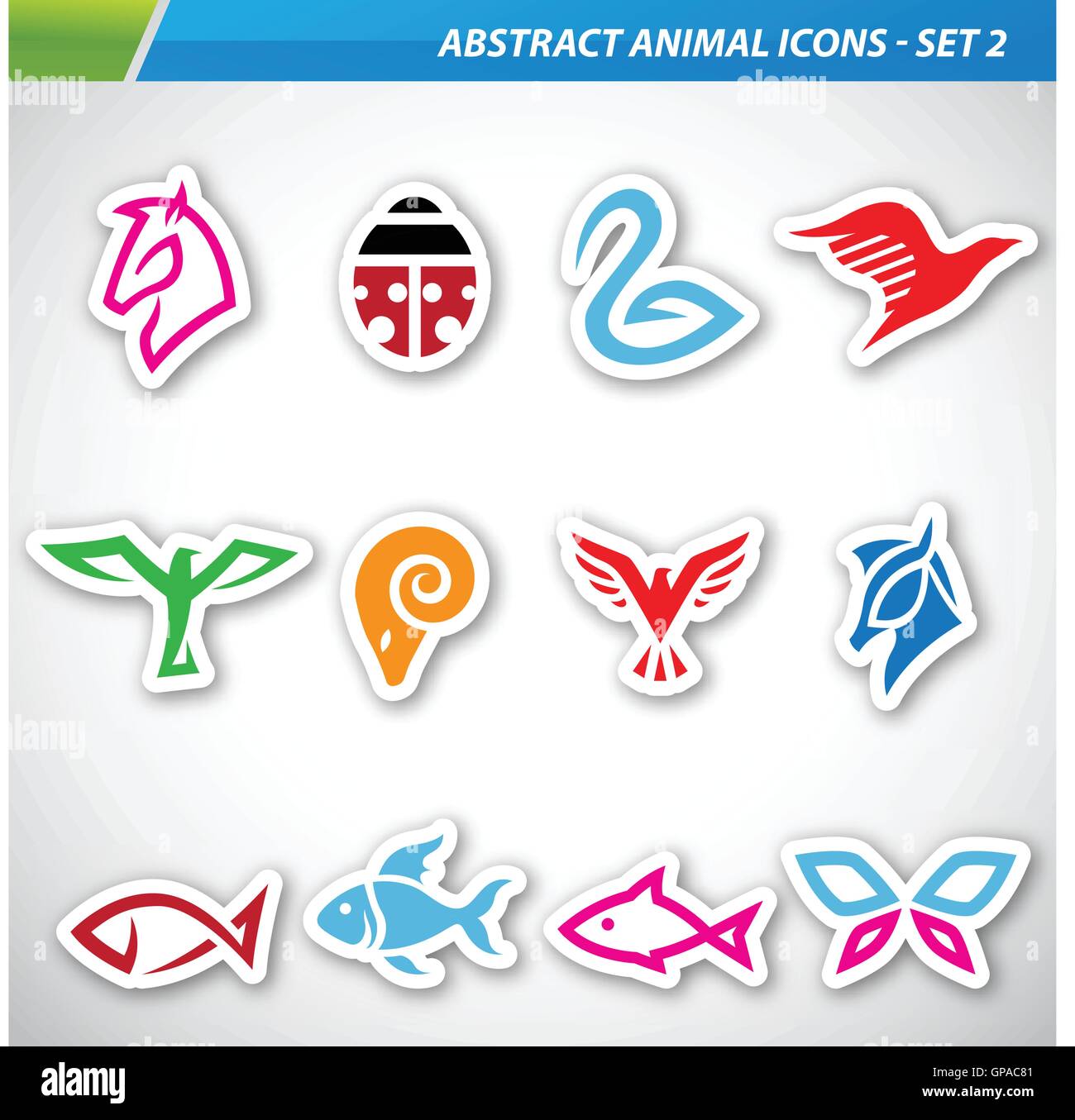 Vector illustration of colorful abstract animal icons Stock Vector ...