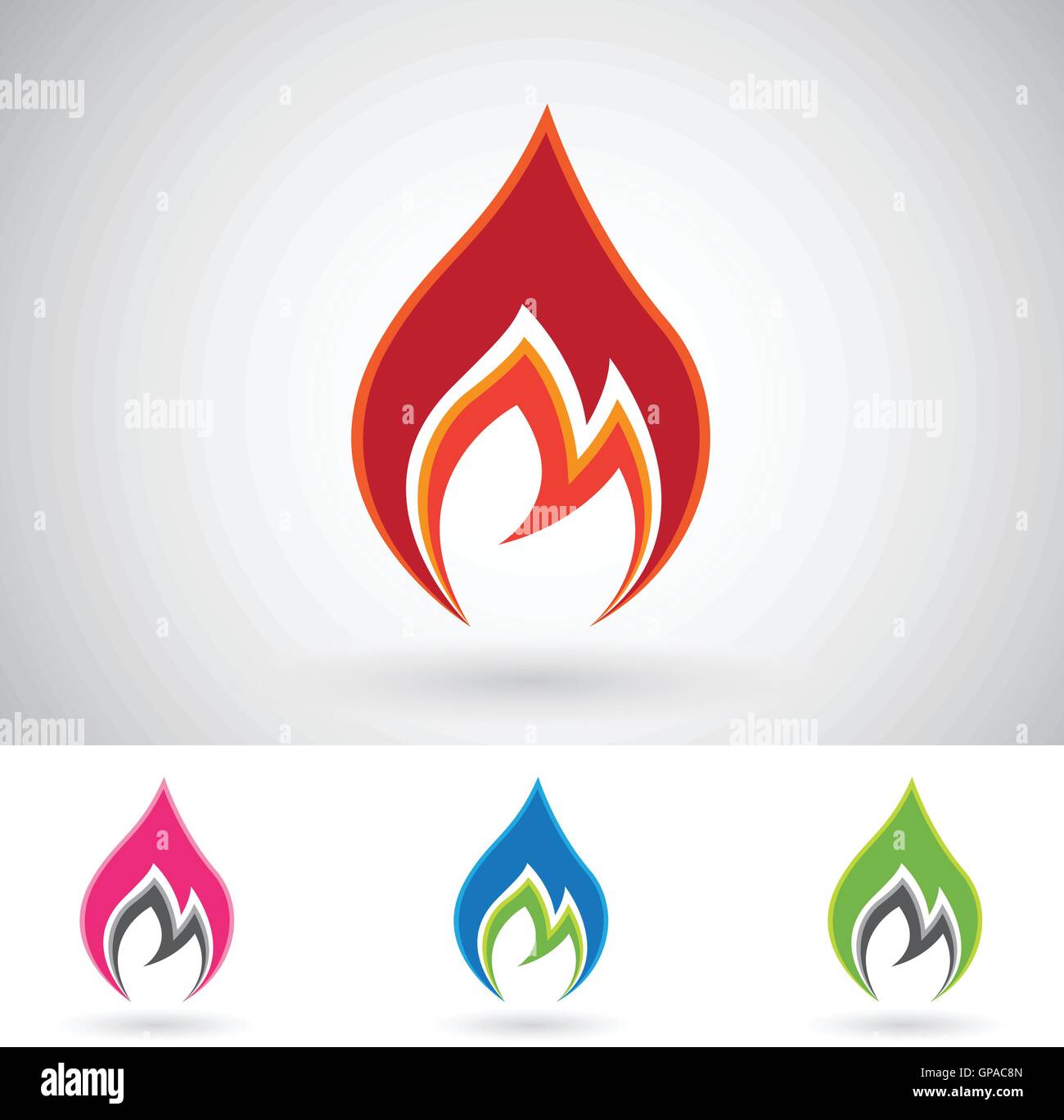 Vector Illustration of Colorful Fire Icons isolated on a white ...