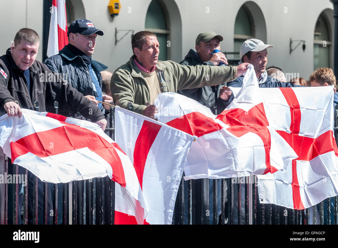 The English Defence League's "March For England" in Brighton Stock ...