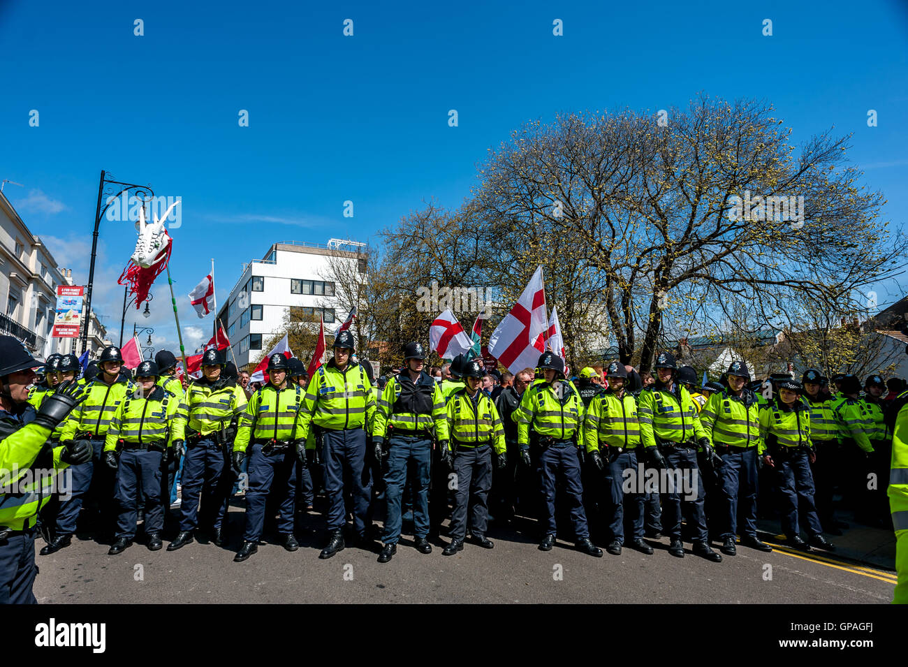 The English Defence League's "March For England" in Brighton Stock ...