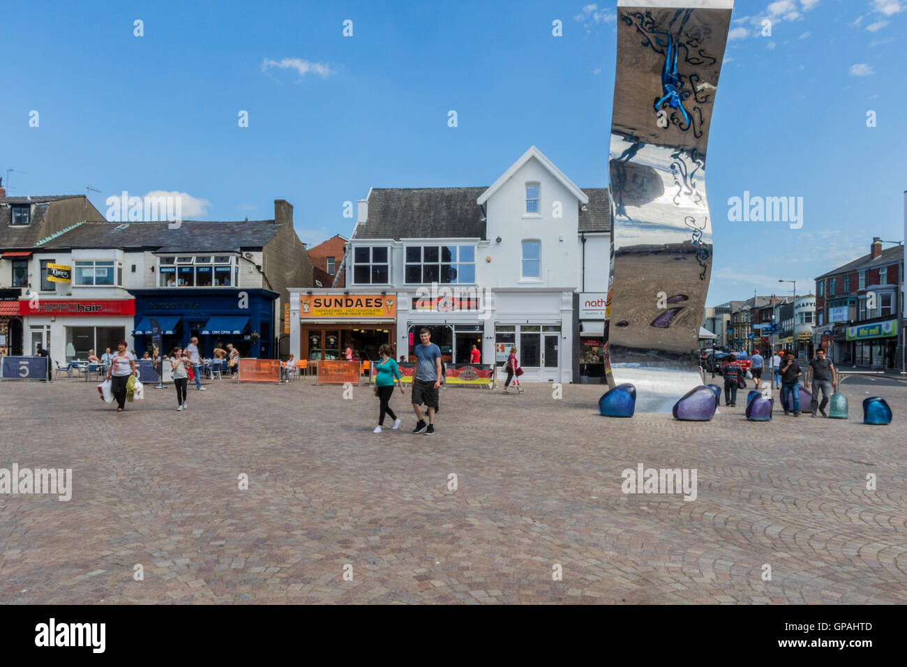 Locals and tourist in Cedar Square Blackpool Lancashire England Stock ...