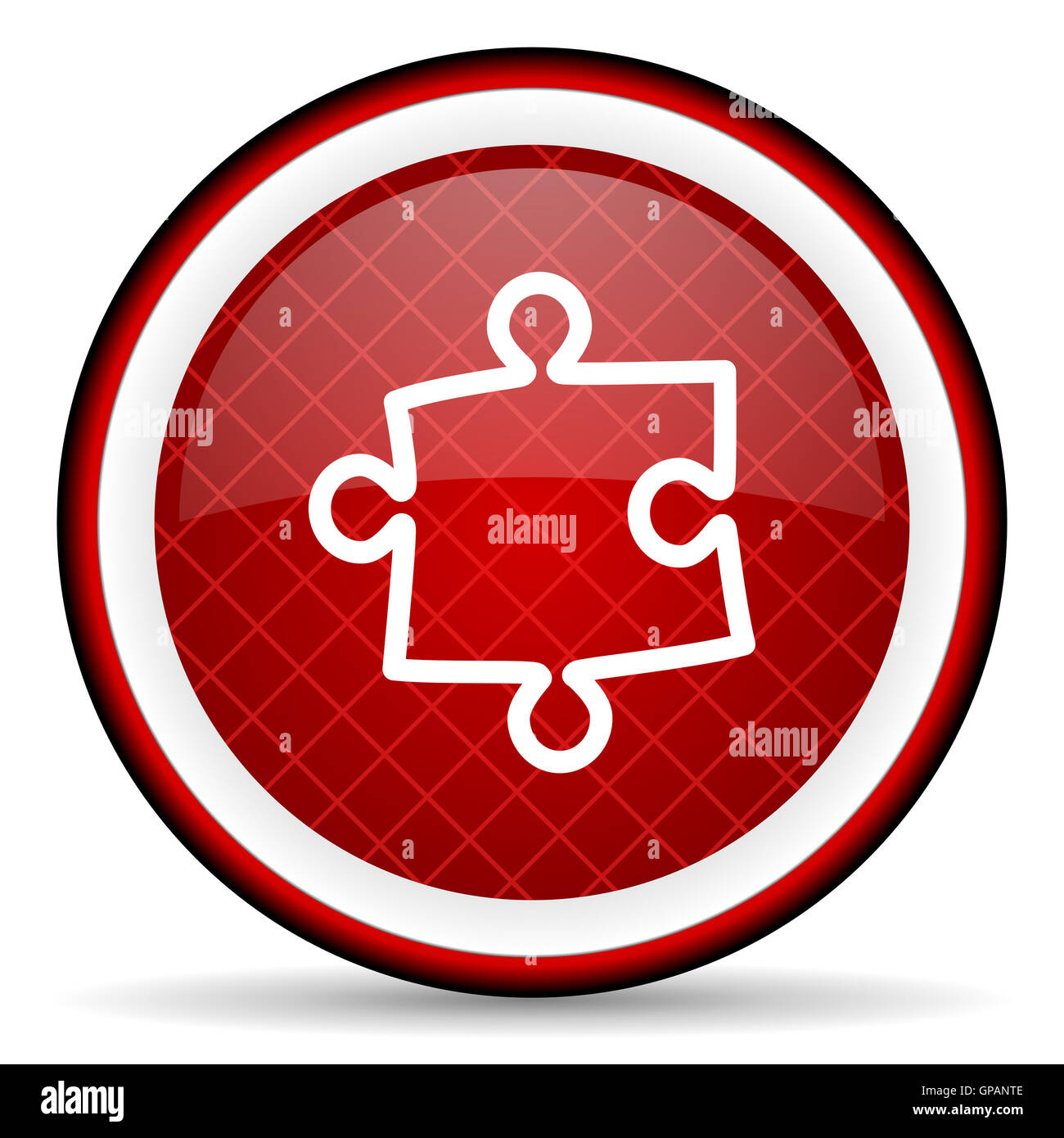 puzzle red glossy icon on white background Stock Photo - Alamy