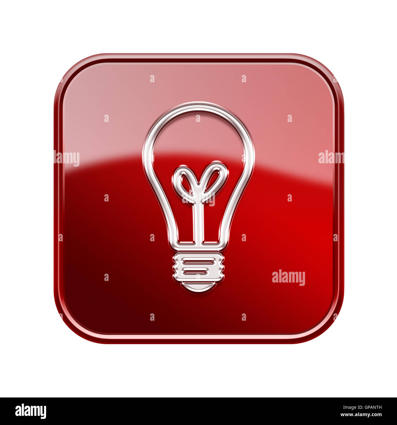 lightbulb icon glossy red, isolated on white background Stock Photo - Alamy
