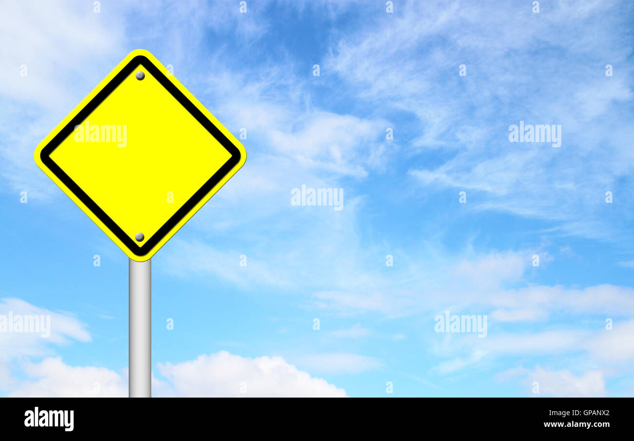 blank yellow traffic sign with blue sky Stock Photo - Alamy
