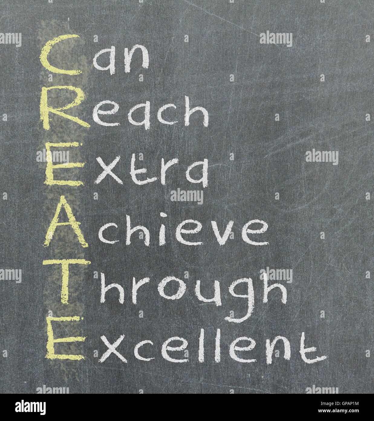 Create meaning written on blackboard Stock Photo - Alamy