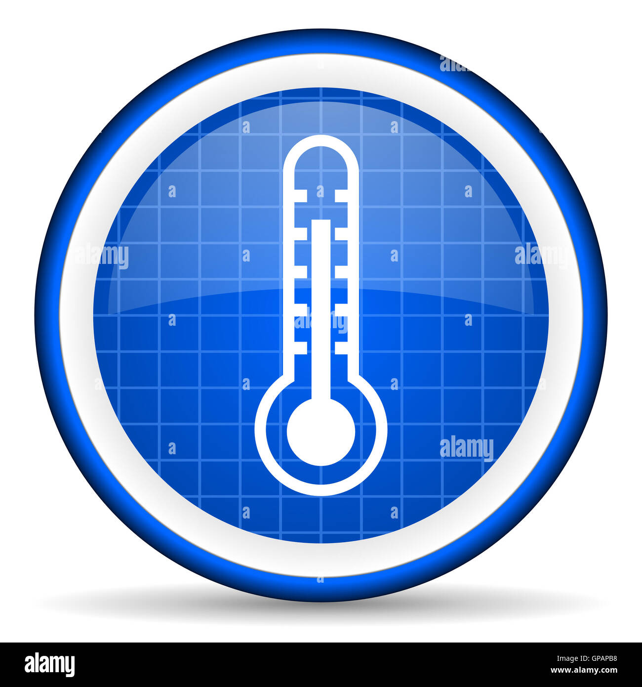 thermometer blue glossy icon on white background Stock Photo - Alamy