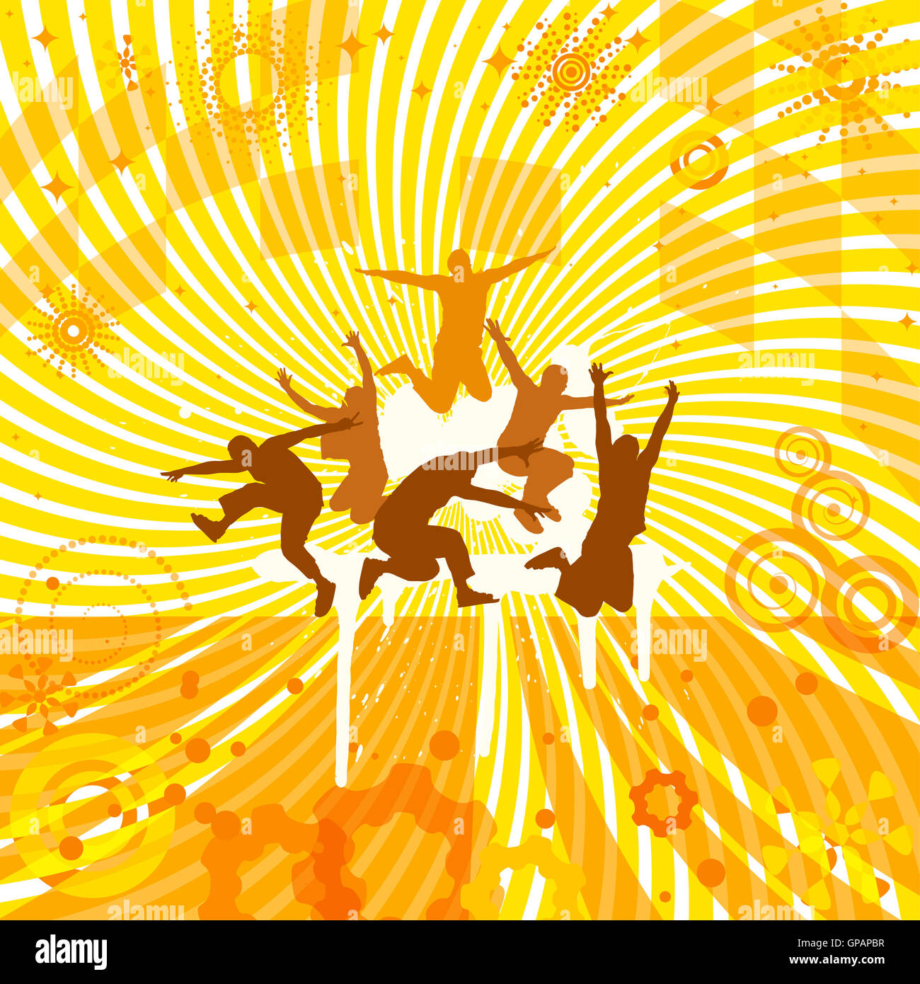 Fancy orange background with silhouettes of dancers. eps10 Stock Photo ...