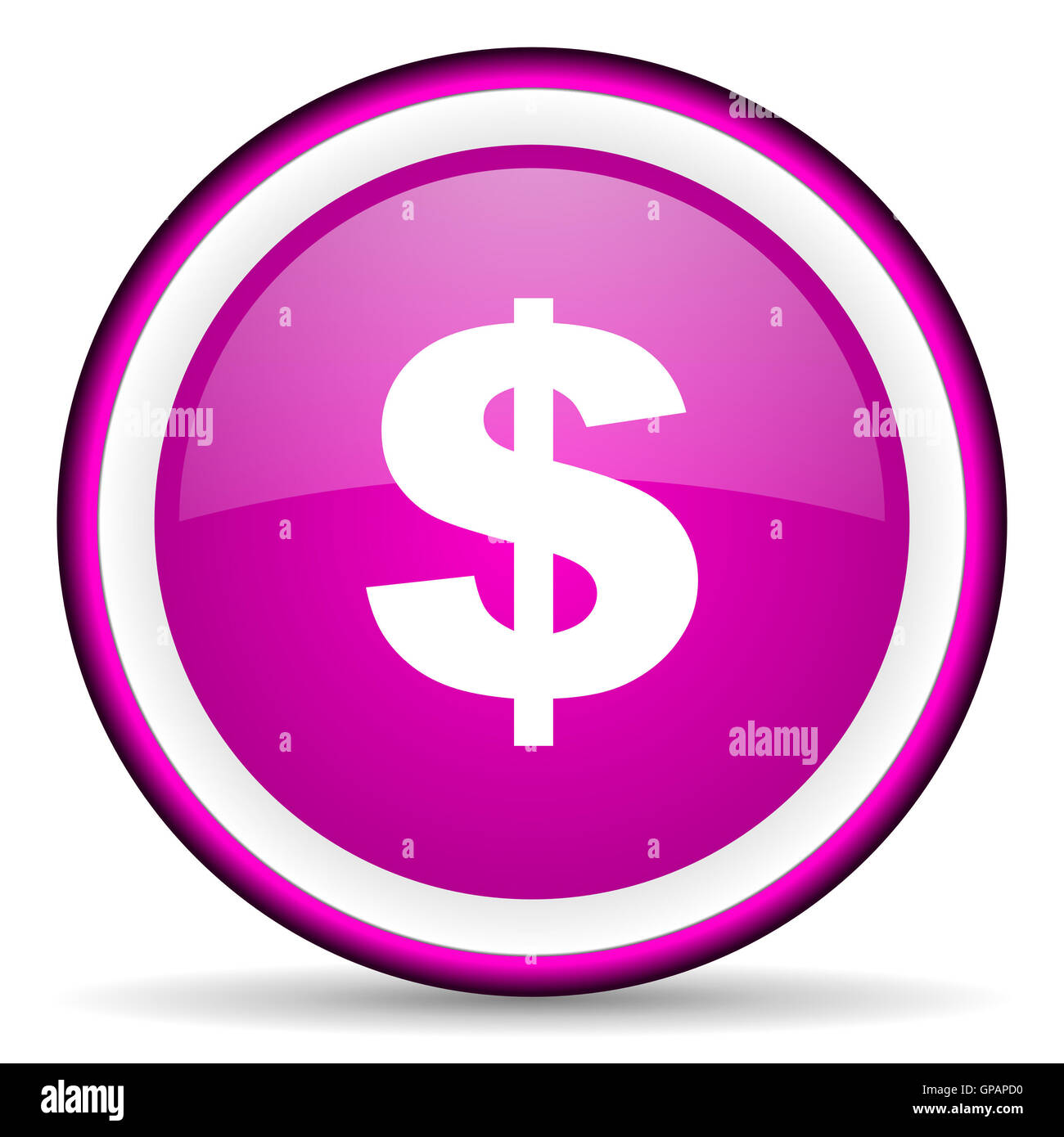 us dollar violet glossy icon on white background Stock Photo - Alamy