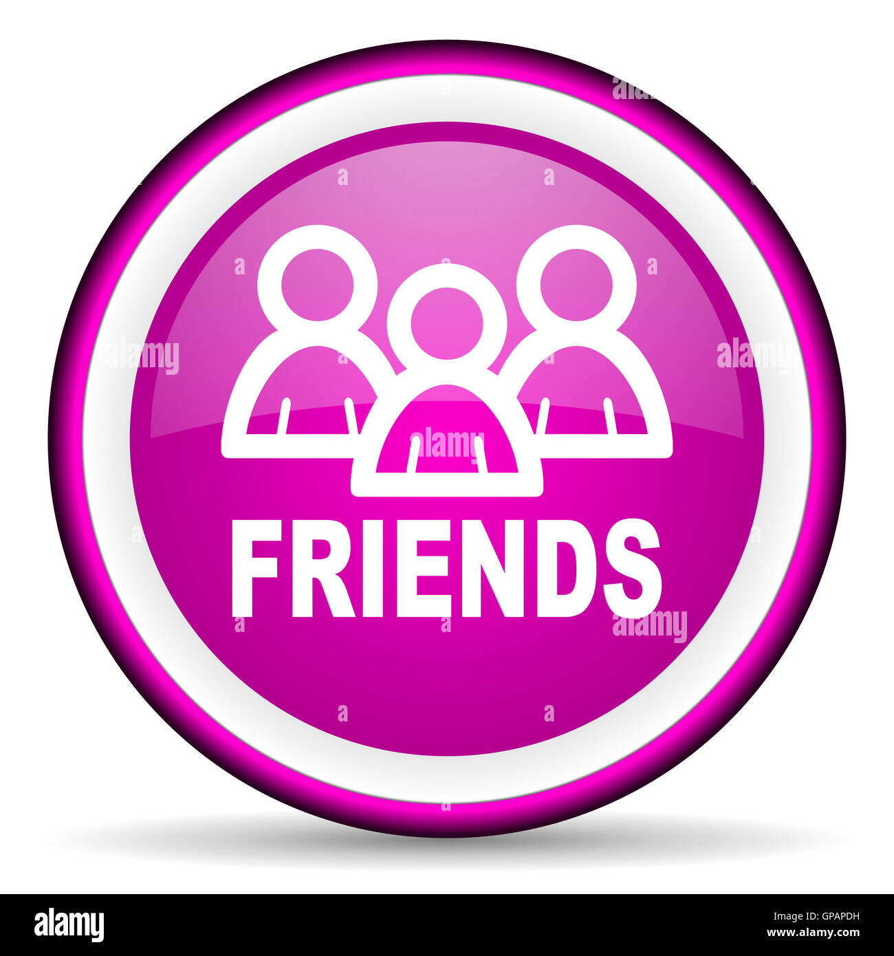 friends violet glossy icon on white background Stock Photo - Alamy