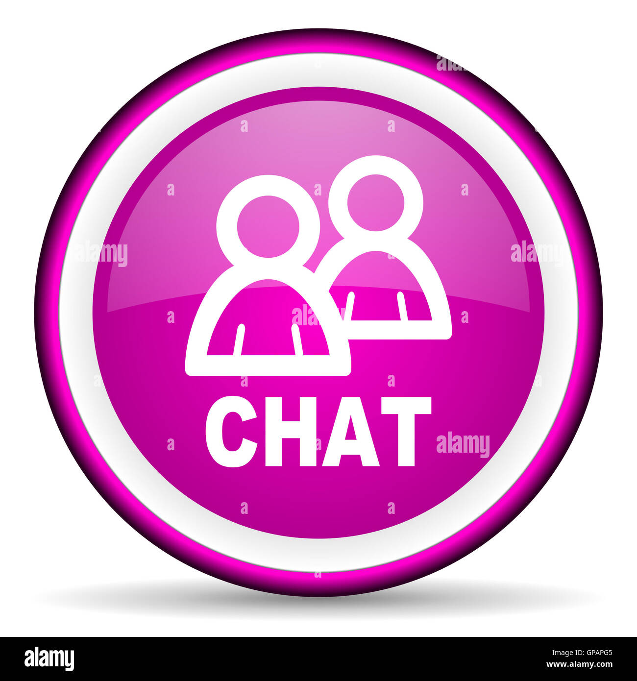 chat violet glossy icon on white background Stock Photo - Alamy