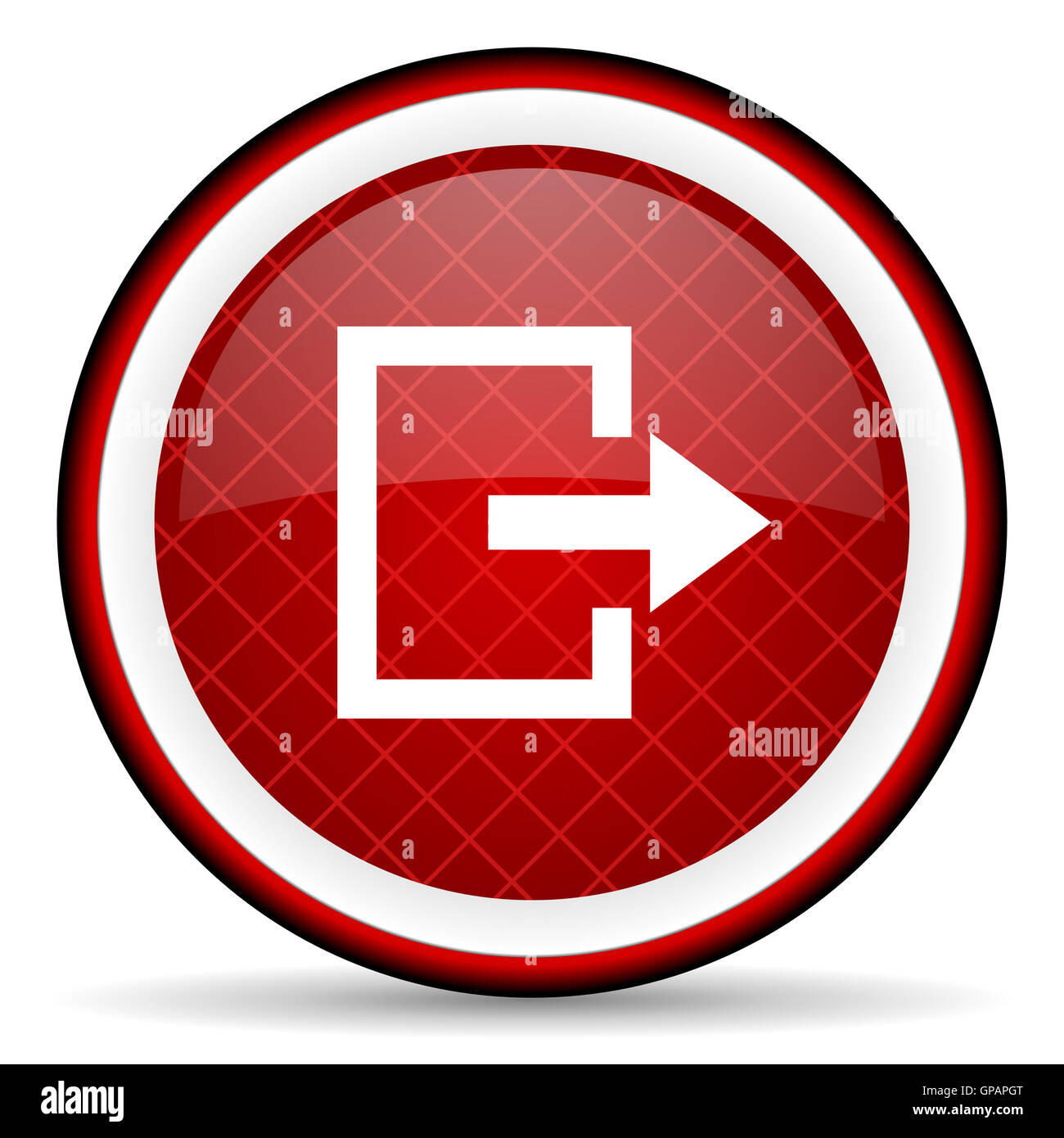 exit red glossy icon on white background Stock Photo - Alamy