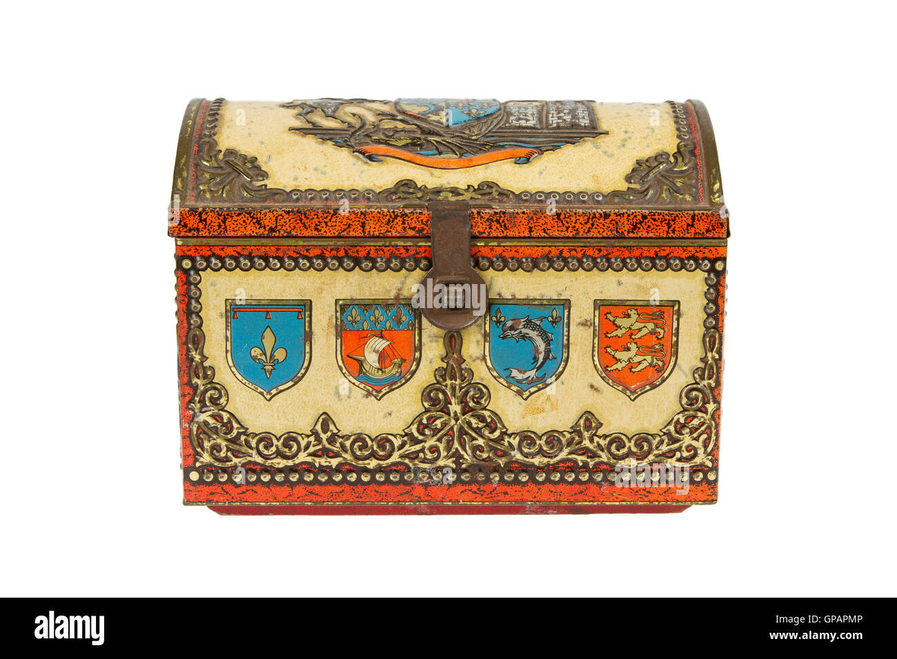 Very old metal chest, isolated Stock Photo - Alamy