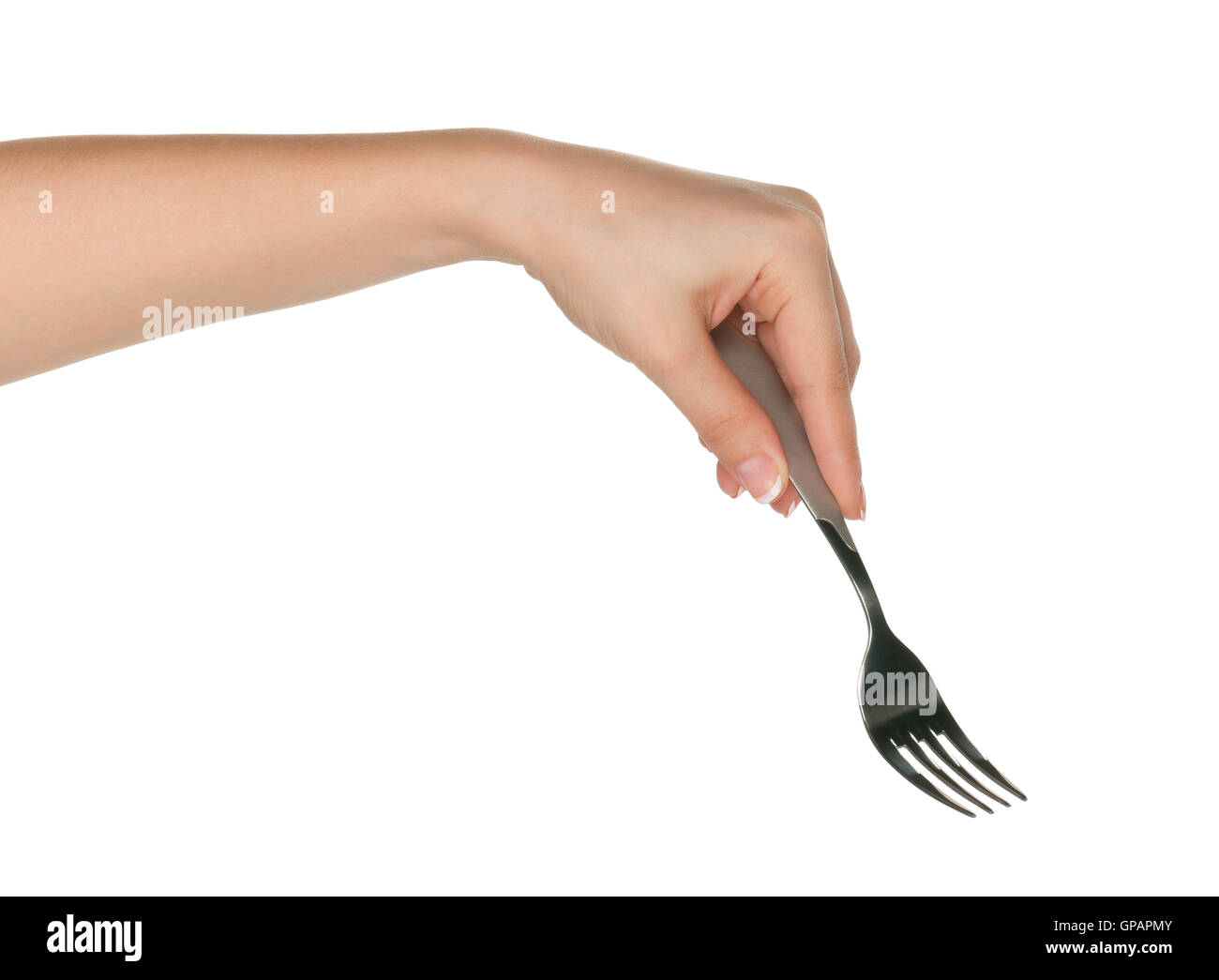 Hand with fork Stock Photo - Alamy