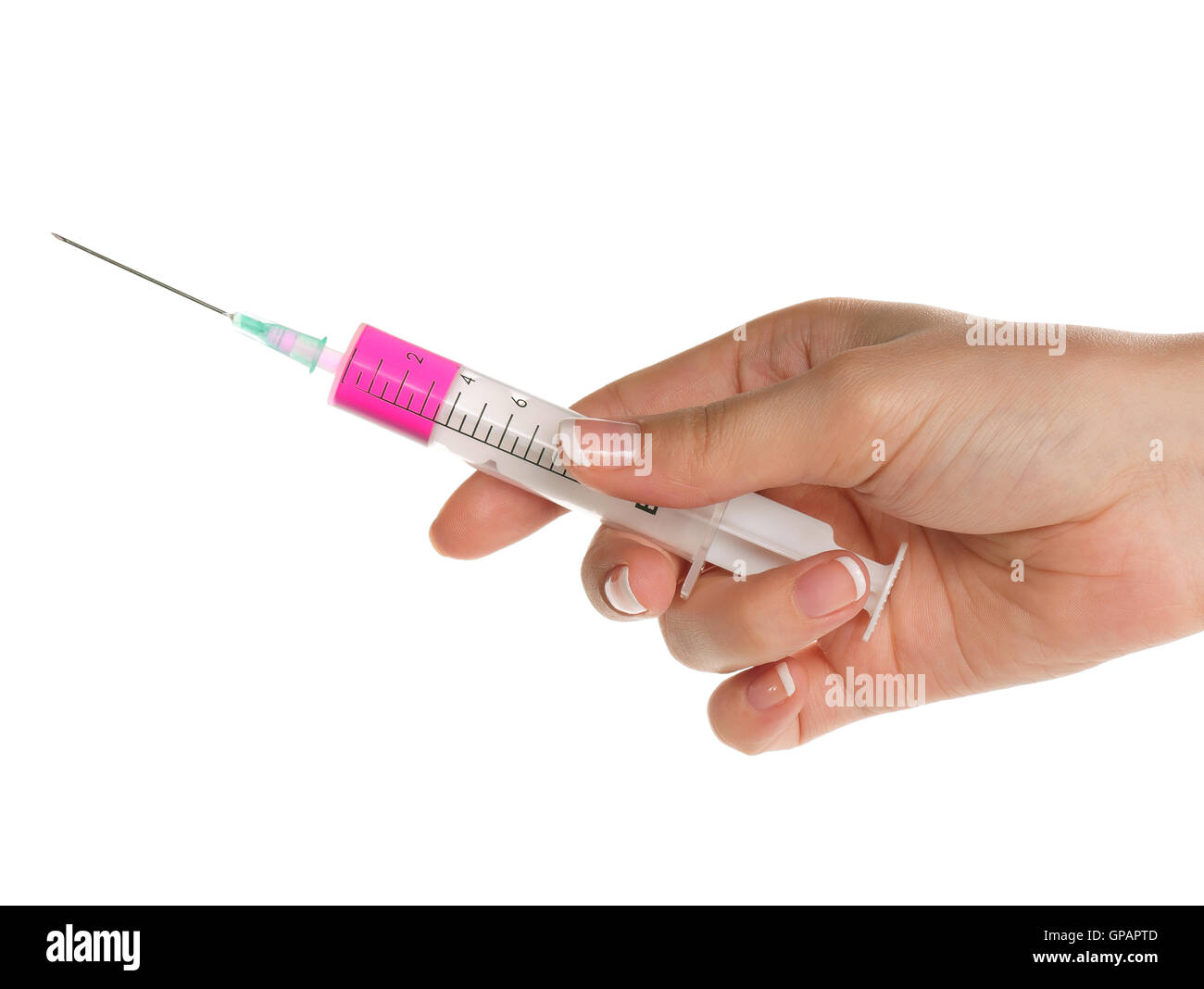 Hand with syringe Stock Photo - Alamy