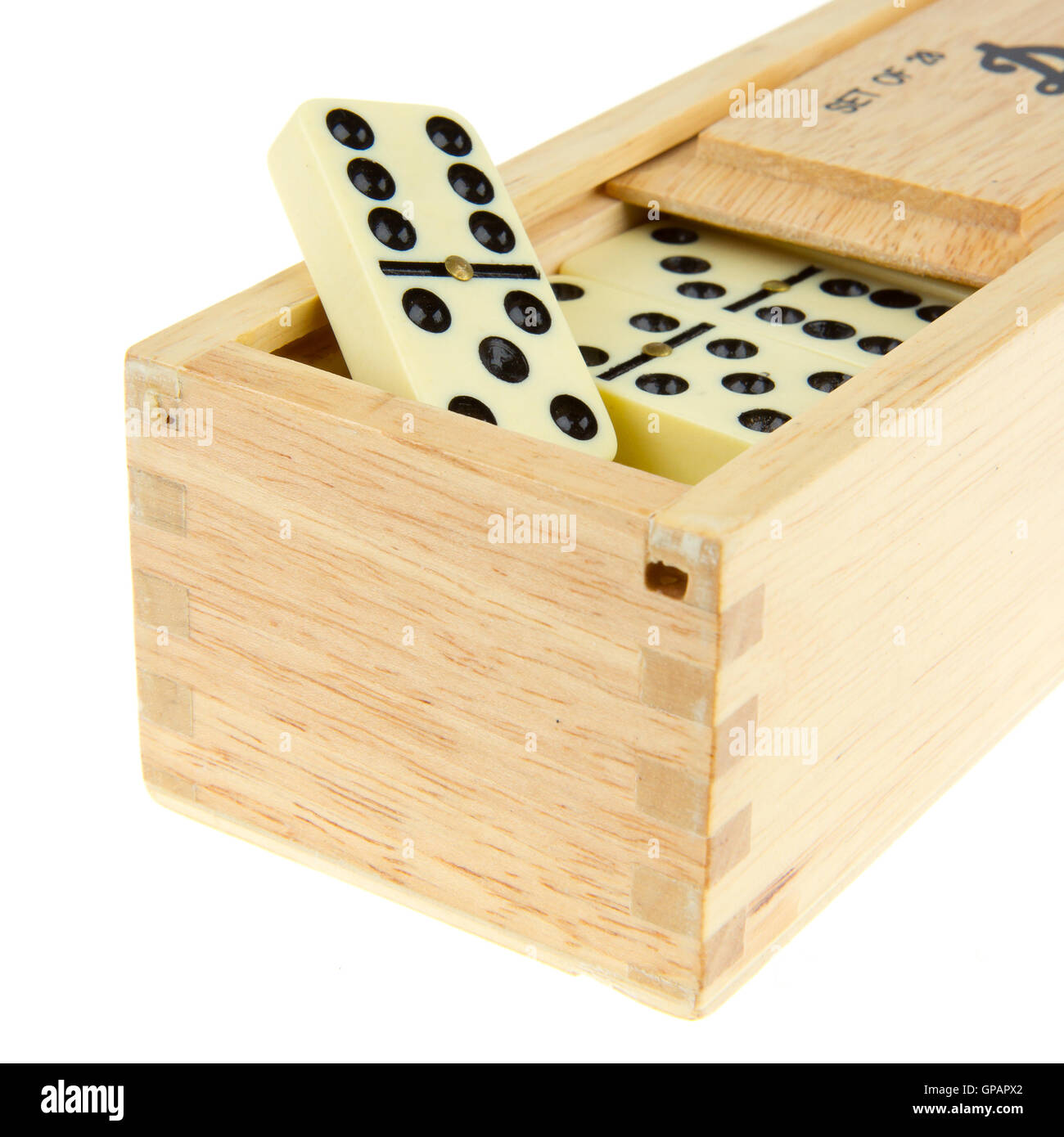 Domino in wooden box hi-res stock photography and images - Alamy