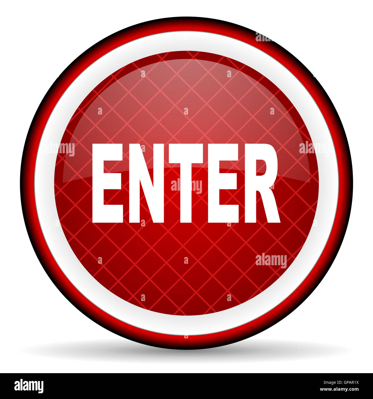 enter red glossy icon on white background Stock Photo - Alamy