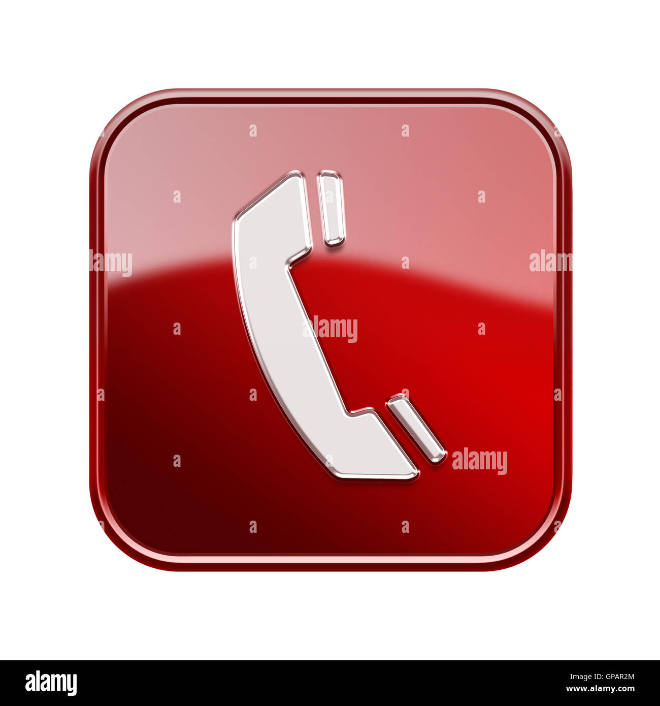 Phone icon glossy red, isolated on white background Stock Photo - Alamy